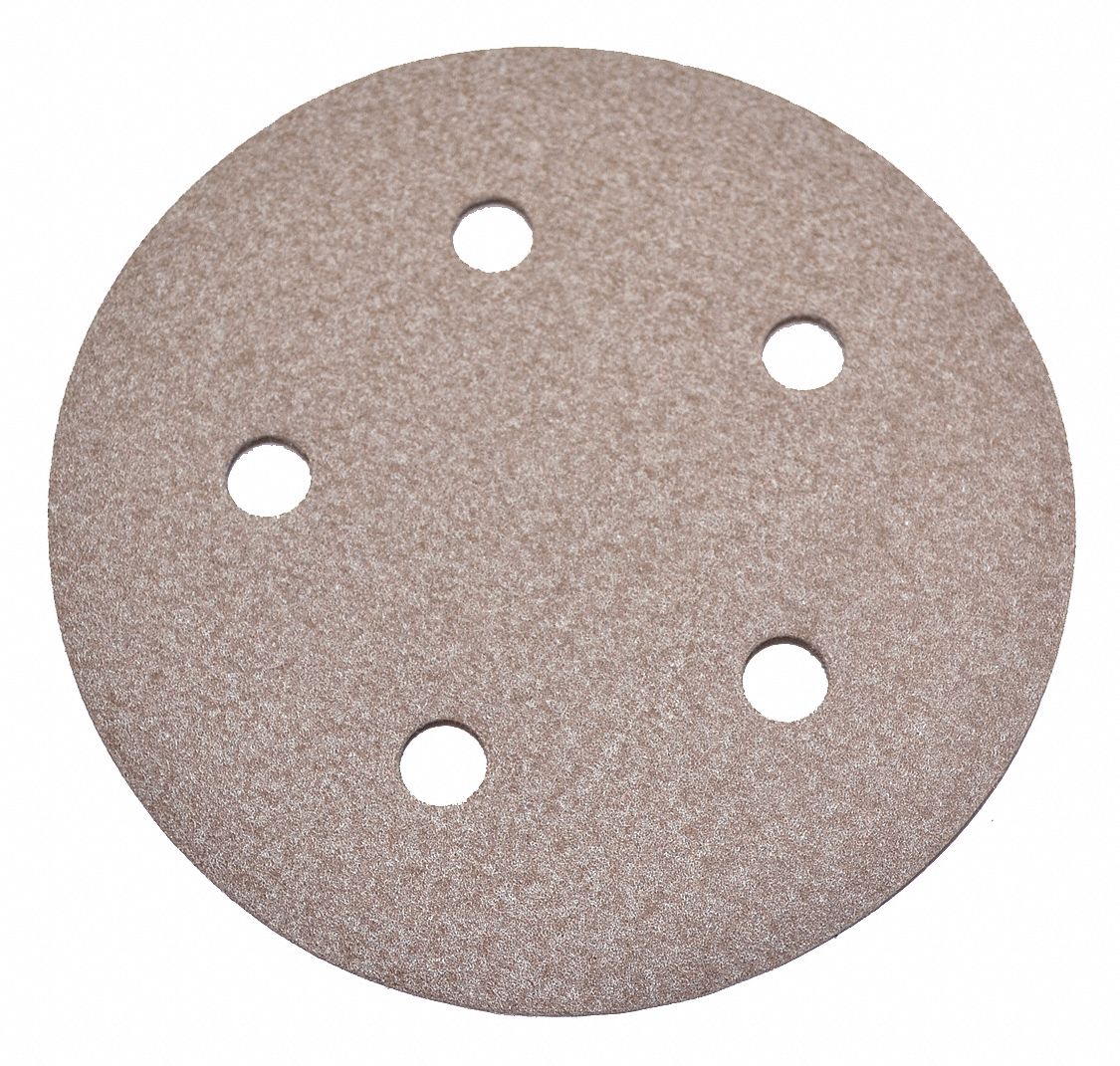 Hook-and-Loop Sanding Disc, Coated, 5 Hole, 5 in Disc Diameter, 220 ...