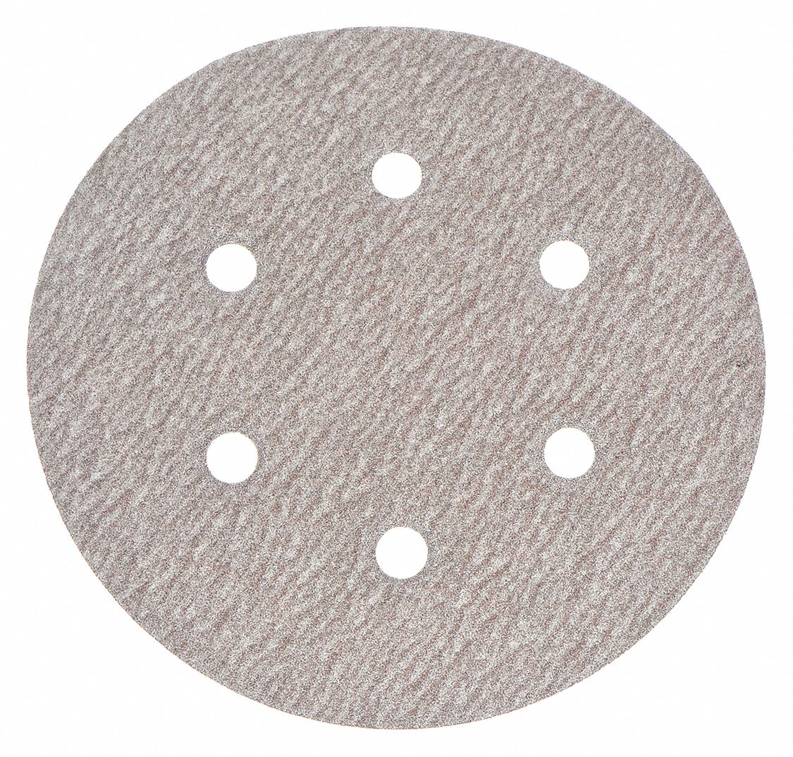 Hook-and-Loop Sanding Disc, Coated, Non-Vacuum, 6 in Disc Diameter, 120 ...