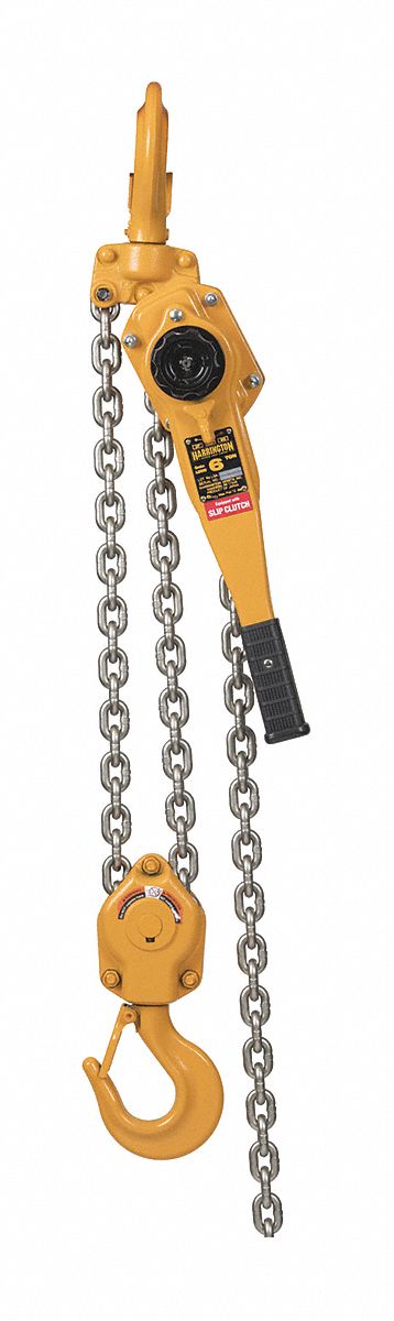 HARRINGTON, Hook Mounted - No Trolley, 12,000 lb Lifting Capacity, Lever Chain Hoist - 23XR70 ...