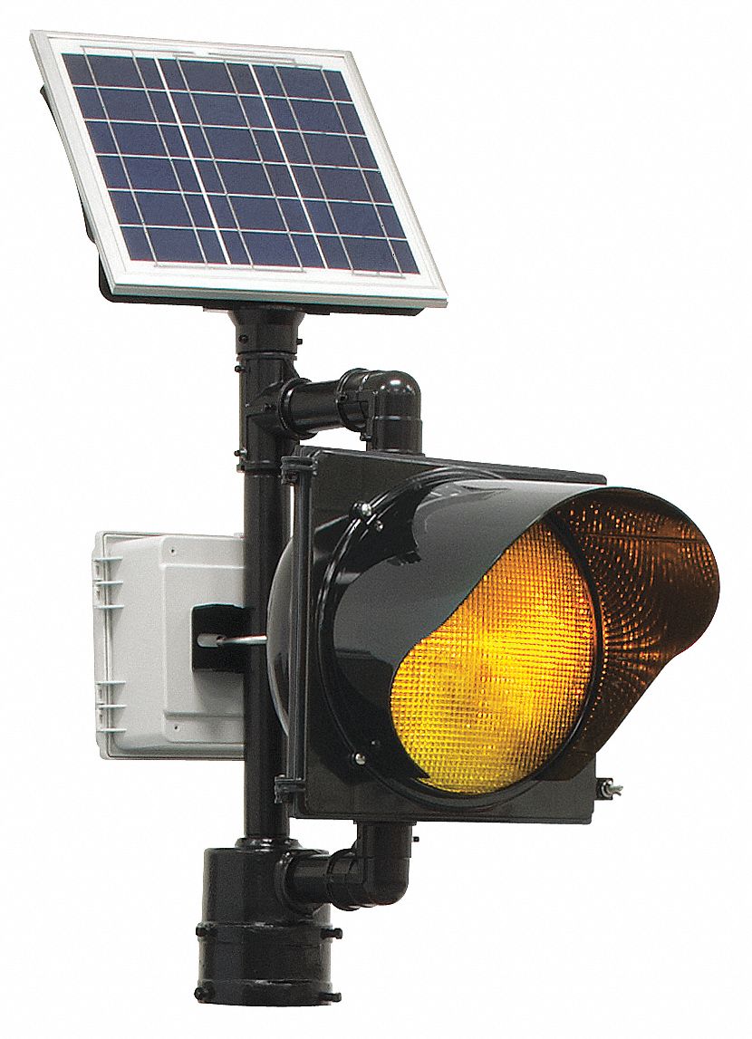Solar Flashing Beacon,Amber,Blk Housing - Grainger
