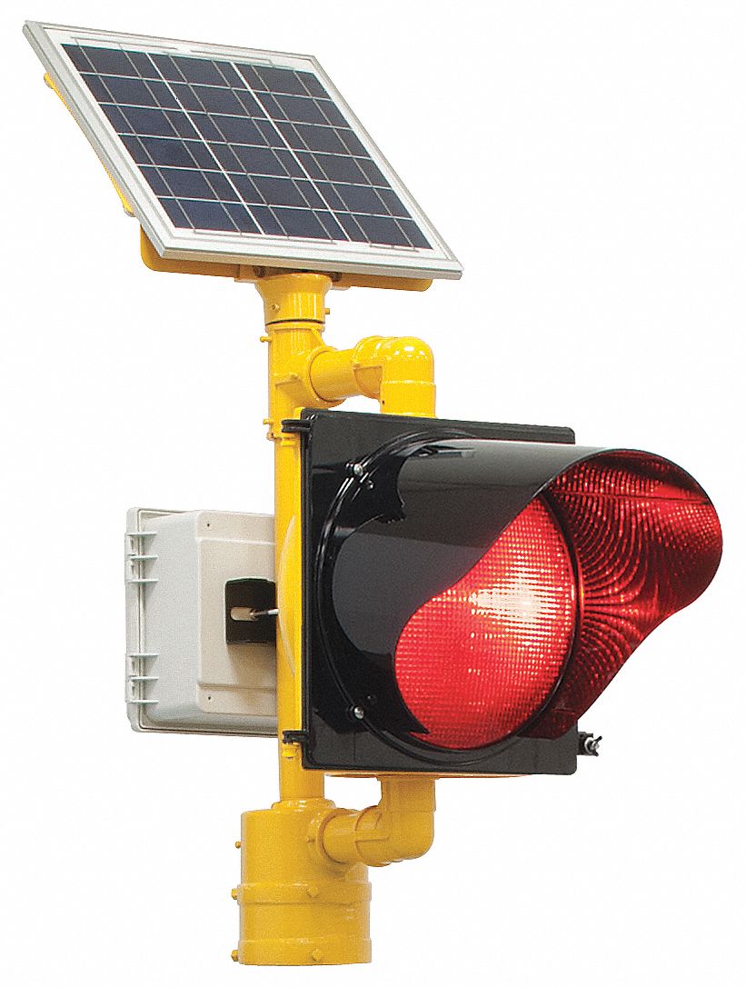 Solar Flashing Beacon,Red,YlwHousing - Grainger