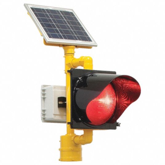 Solar Flashing Beacon,Red,YlwHousing - Grainger
