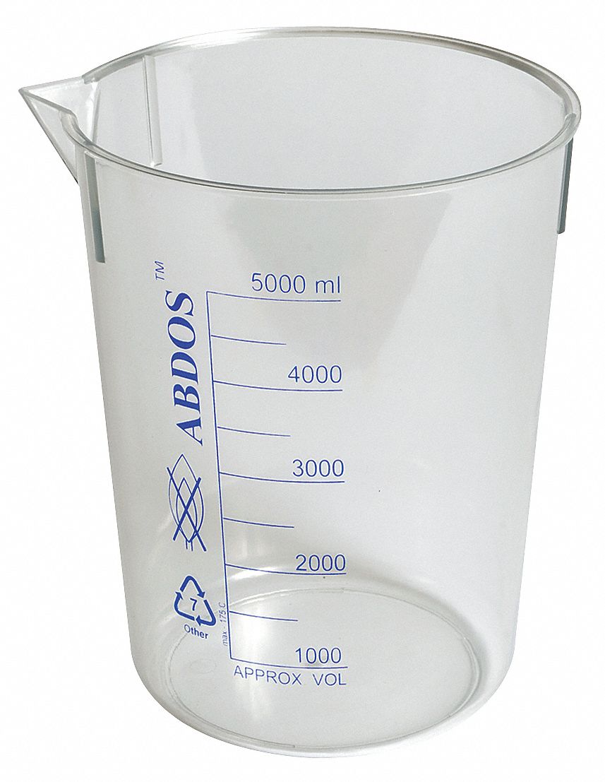 UNITED Plastic Beaker, Tall Form, 2000 to 10,000mL, 1 EA - 23YW51 ...