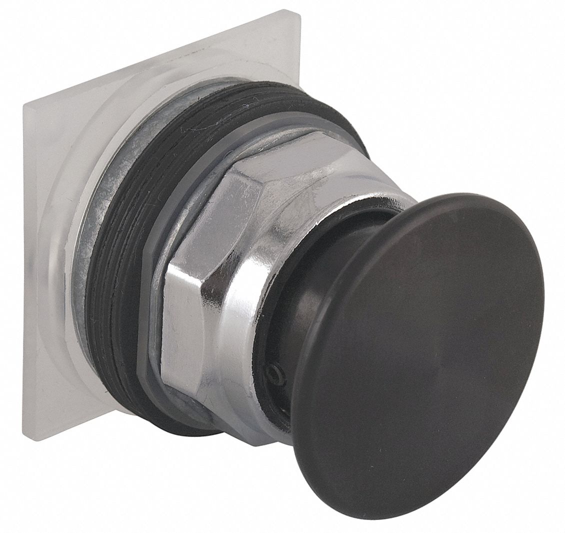 SCHNEIDER ELECTRIC, 30 mm Mounting Size, Metallic, Mushroom Head Push ...