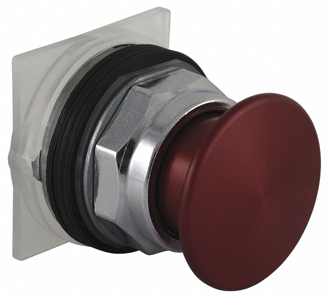 SCHNEIDER ELECTRIC, Red, 30 mm Mounting Size, Mushroom Head Push Button ...