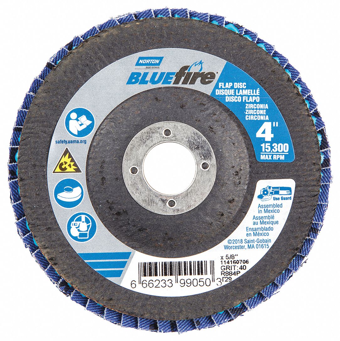 NORTON, Type 29, 4" x 5/8", Flap Disc - 23Z447|66623399050 - Grainger