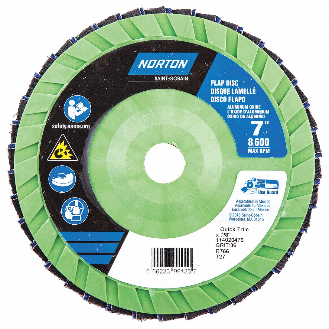 NORTON, Type 27, 7" x 7/8", Flap Disc - 23Z535|66623399135 - Grainger