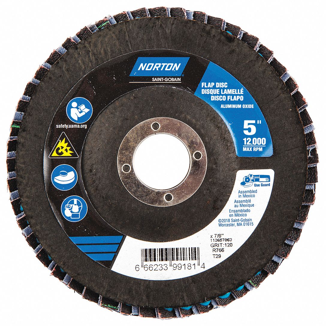 Flap Disc,5 In x 120 Grit,7/8 - Grainger