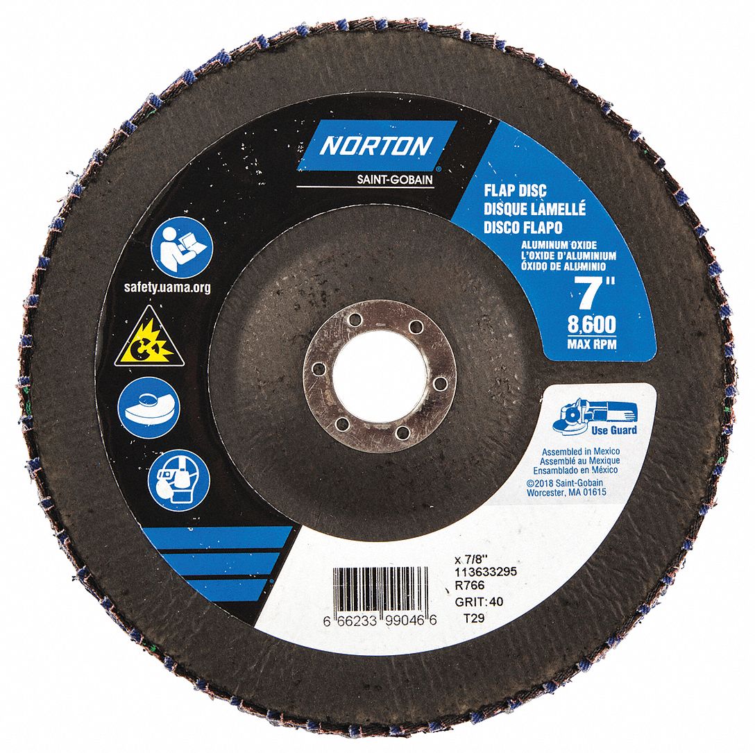 NORTON, Type 29, 7" x 7/8", Flap Disc - 23Z640|66623399046 - Grainger