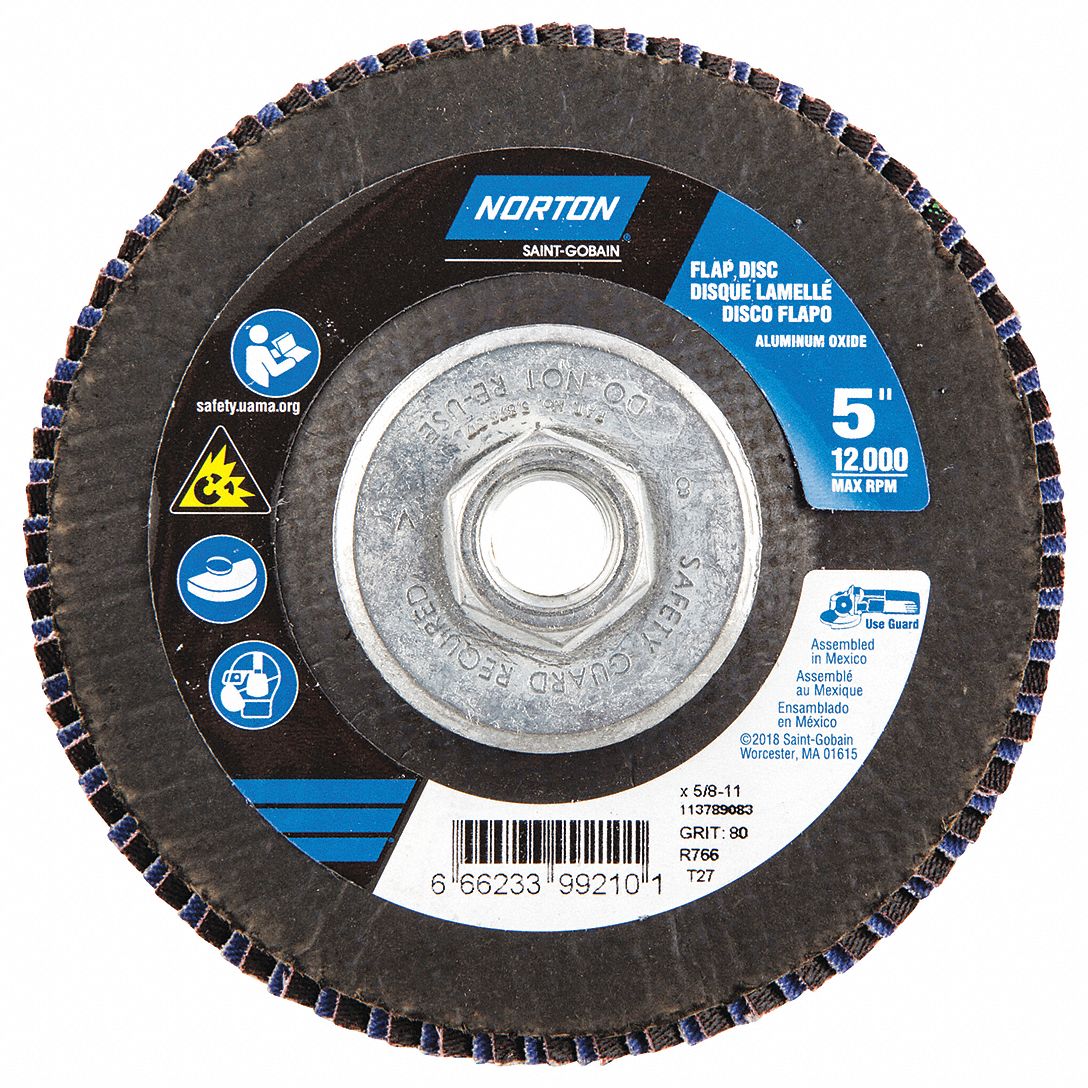 Flap Disc,5 In x 80 Grit,5/8-11 - Grainger