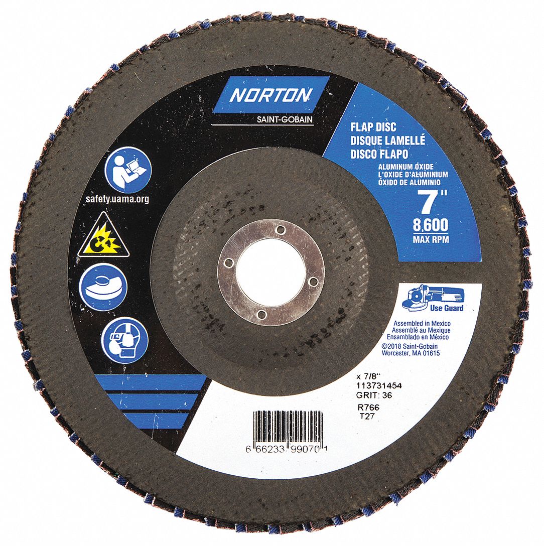 NORTON, Type 27, 7" x 7/8", Flap Disc - 23Z681|66623399070 - Grainger