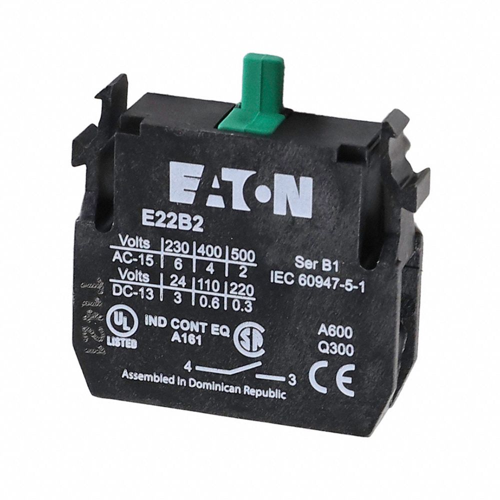 EATON CUTLER HAMMER, 22 mm Panel Mounting Size, 1NO, Contact Block - 242Y19|E22B2 - Grainger