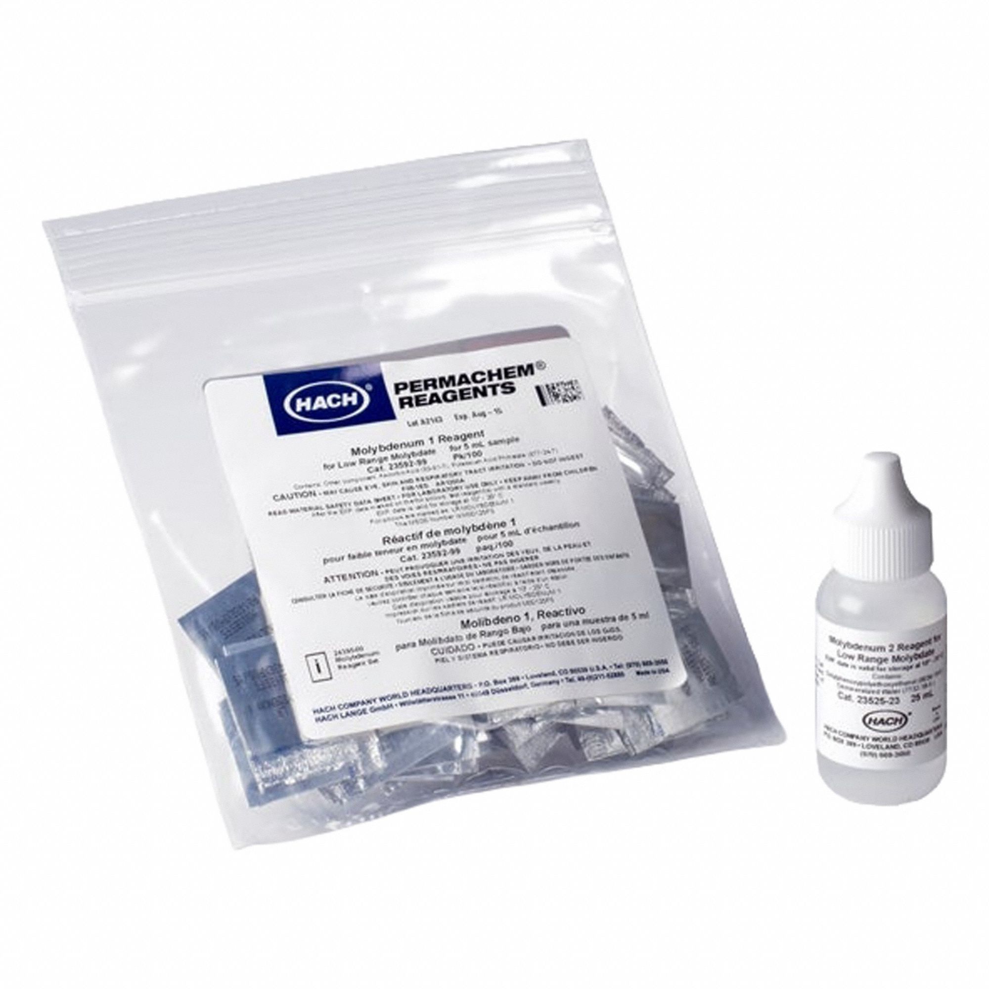 HACH, 5 mL Volume, 0.25 to 3 mg/L Mo, LR Molybdenum Reagent Set ...
