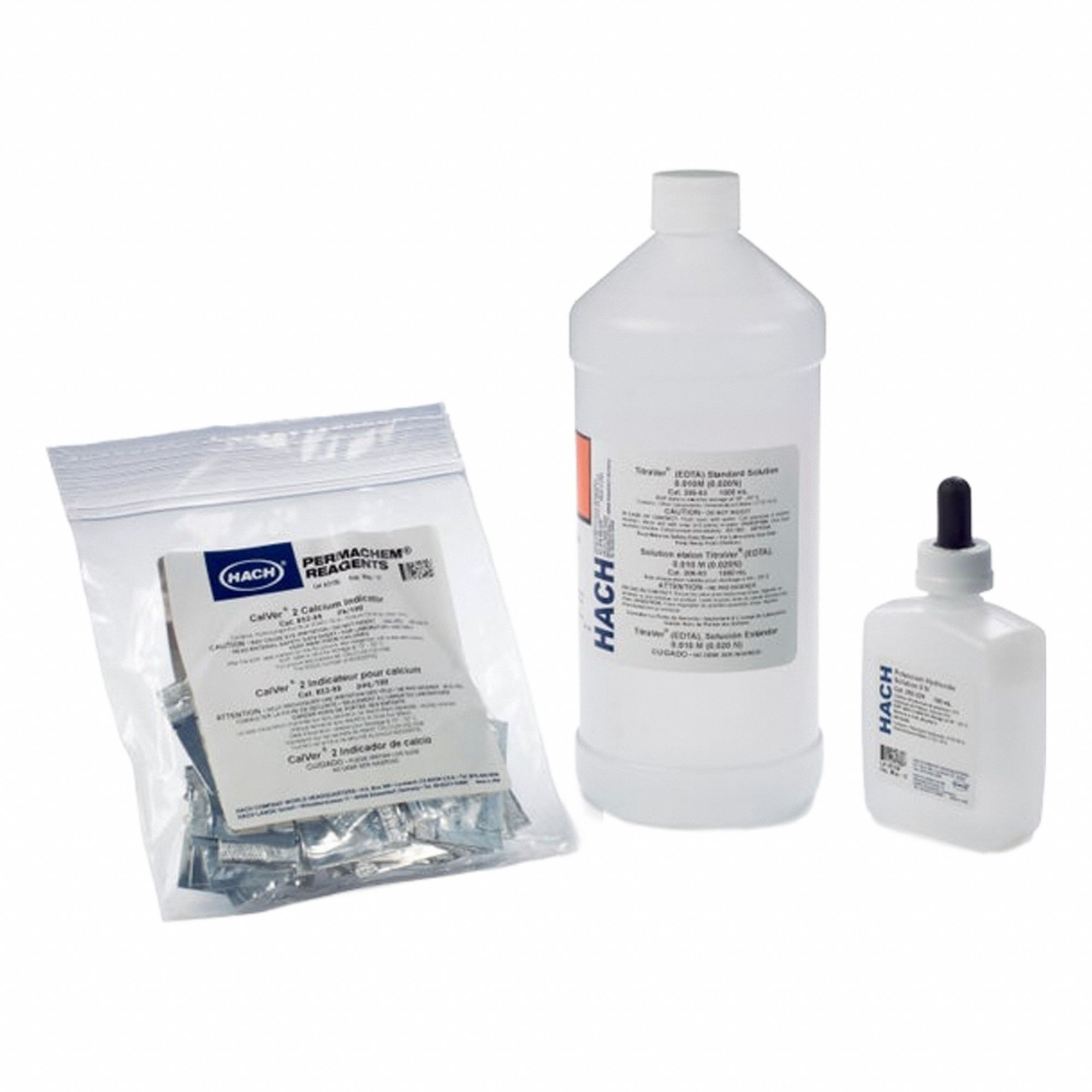 HACH, 0 to 5,000 mg/L, 2447000, Hardness (Calcium) Reagent Set - 897W22 ...
