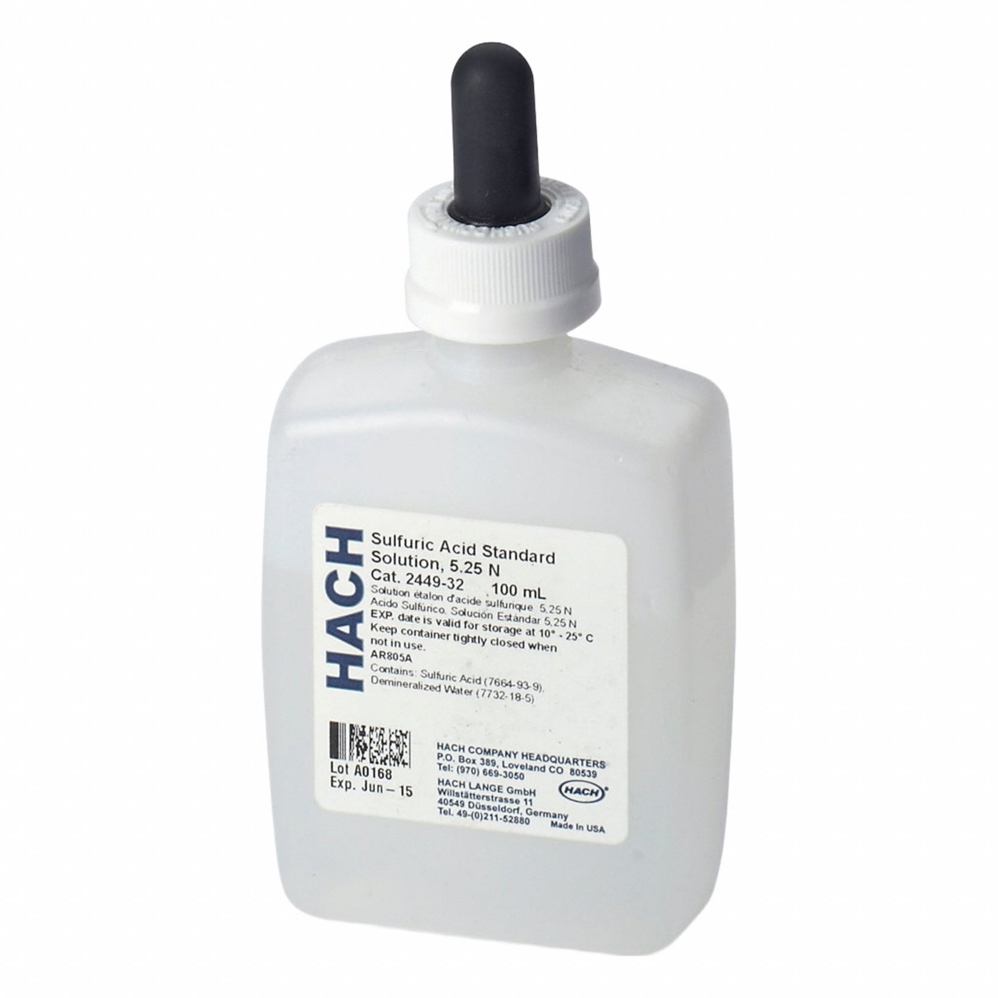 HACH, Lab, 100 mL Volume, Sulfuric Acid Standard Solution - 898A10 ...