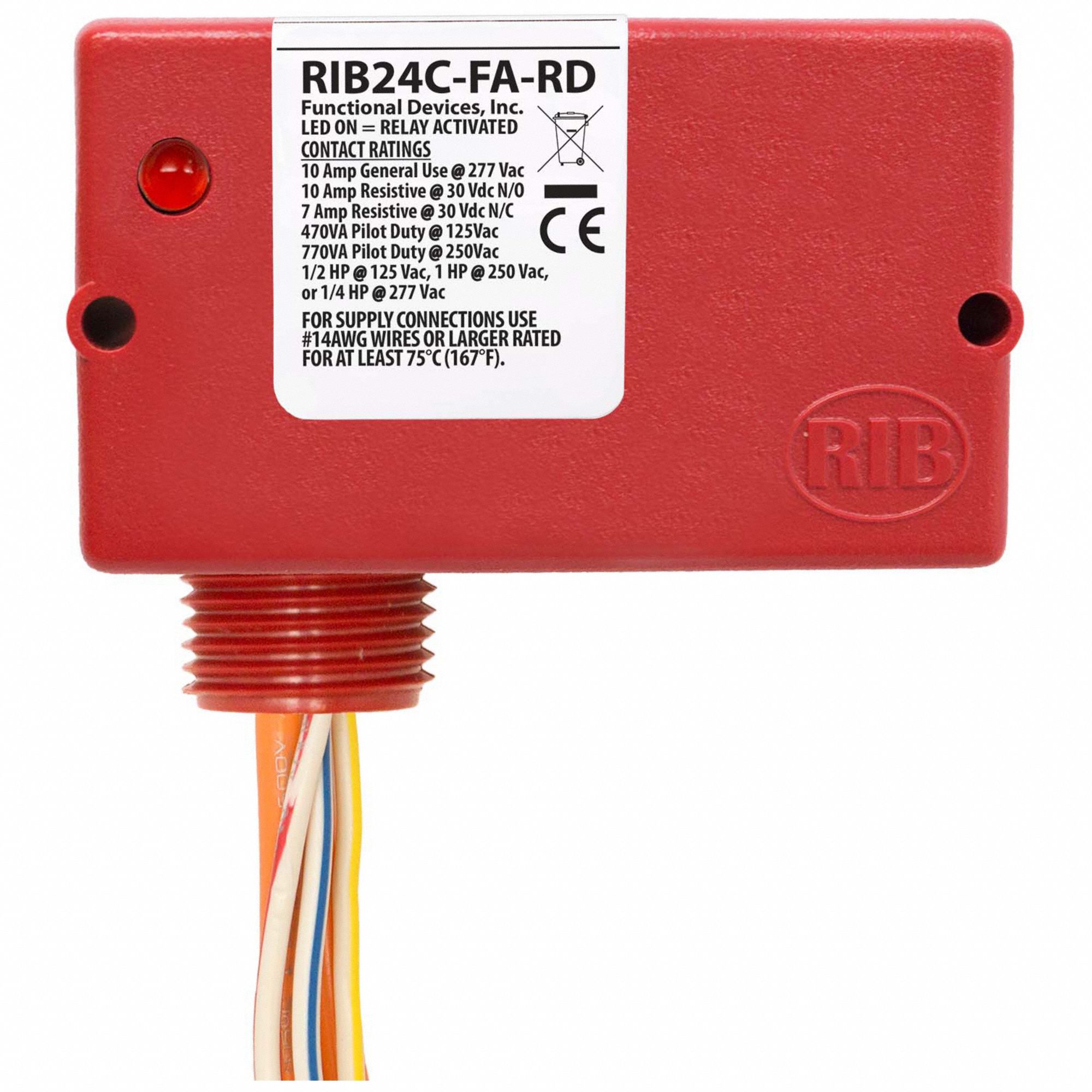 FUNCTIONAL DEVICES INC / RIB, Enclosed Rly,10A,SPDT,Polarized,24VAC/VDC ...