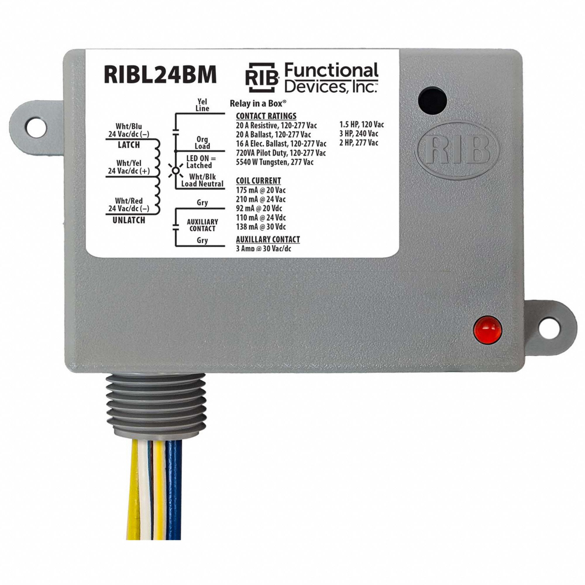 RIB, Enclosed Mech Latching Relay,20A - 244W42|RIBL24BM - Grainger