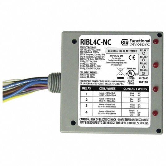 FUNCTIONAL DEVICES INC / RIB, Enclosed Relays,10A,3 SPS - 244W45|RIBL4C ...