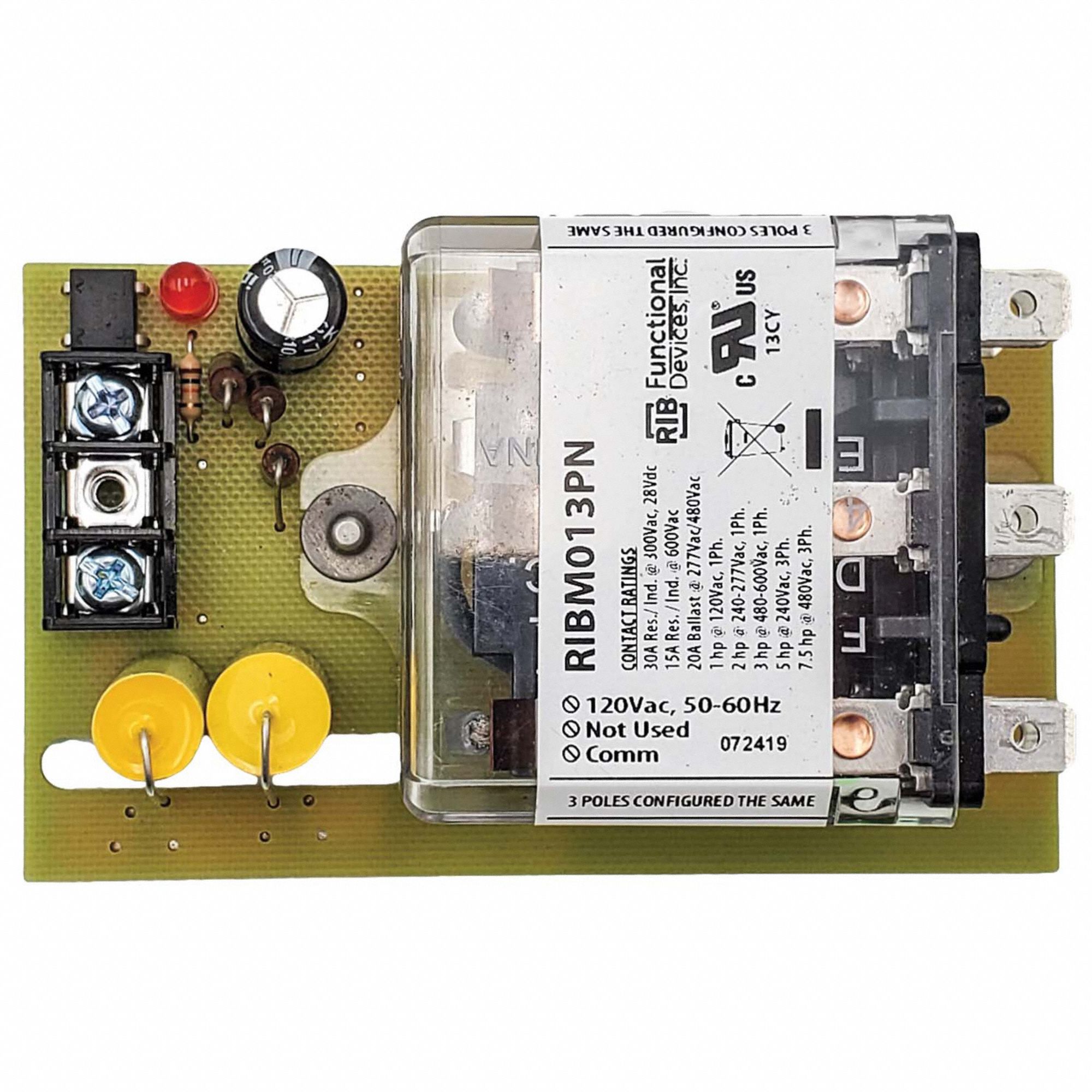 FUNCTIONAL DEVICES INC / RIB, Track Mount Relay,30A,3PDT,120VAC ...