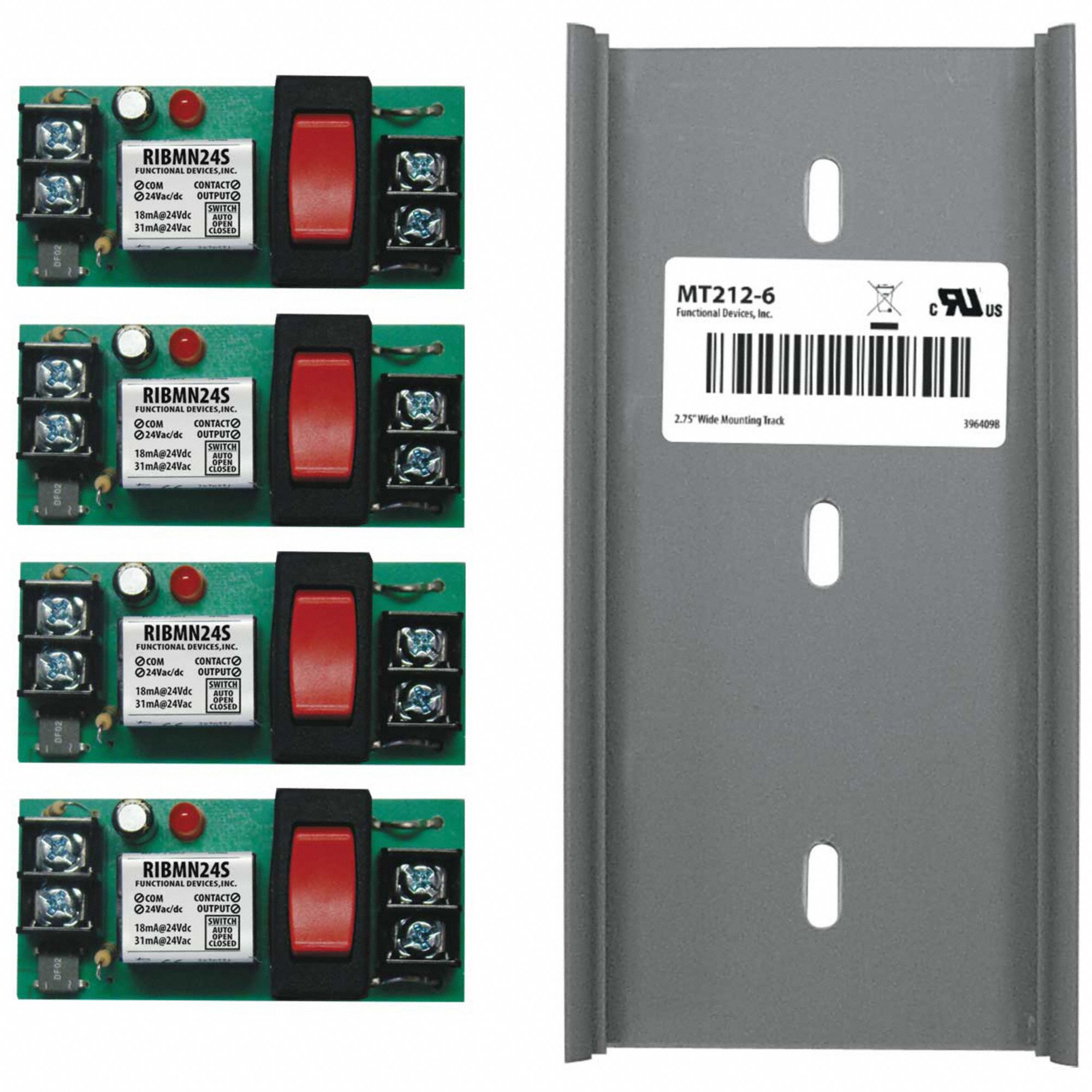 RIB, Track Mount Relays,15A,SPST,Override - 244W98|RIBMN24S-4T - Grainger