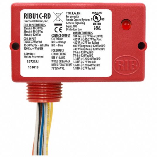 FUNCTIONAL DEVICES INC / RIB, Enclsd Relay,10A,SPDT,12VAC/DC,Polarized ...