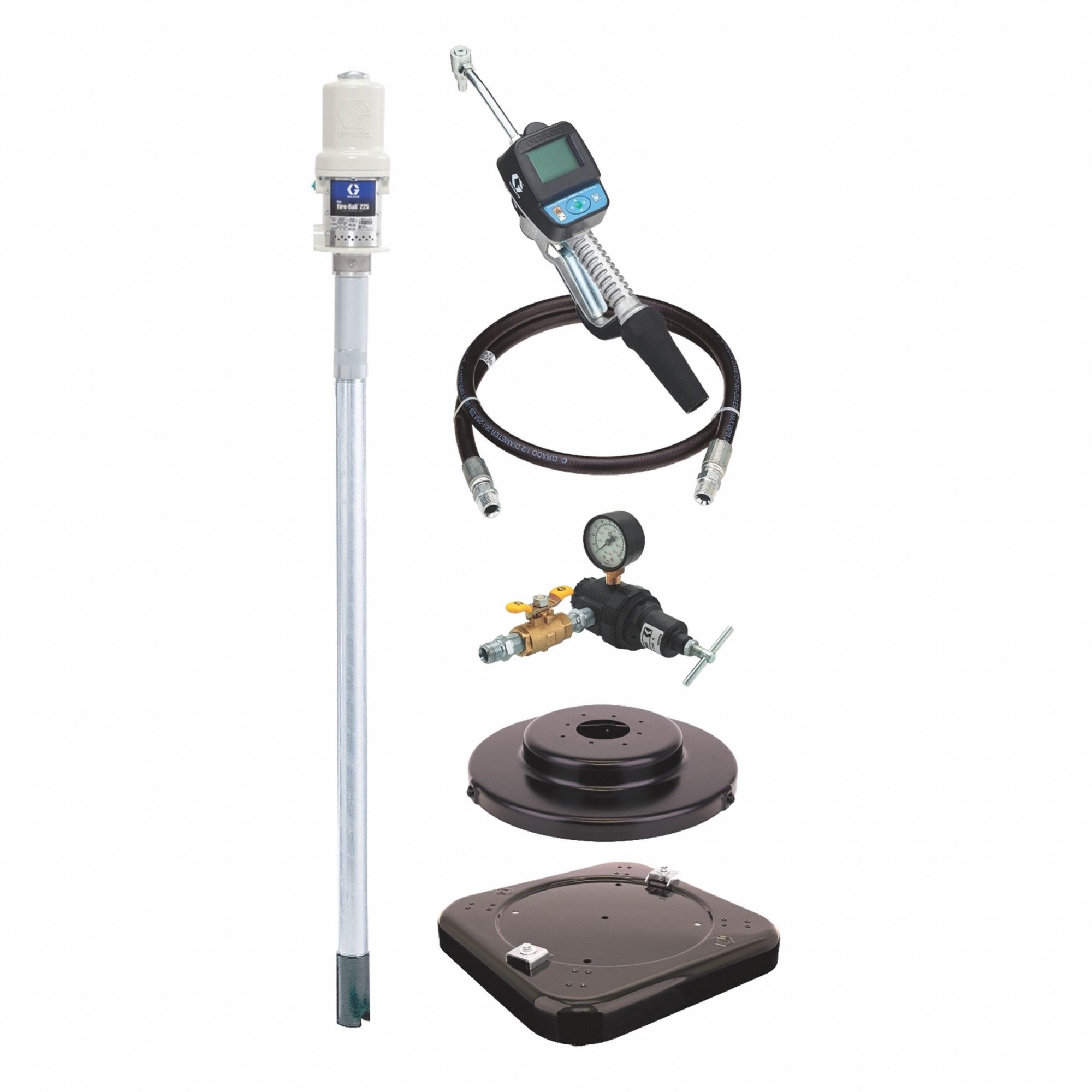GRACO, Stub Pump w/ Discharge Hose, Nozzle & Meter, 3:1, Air Drum Pump ...