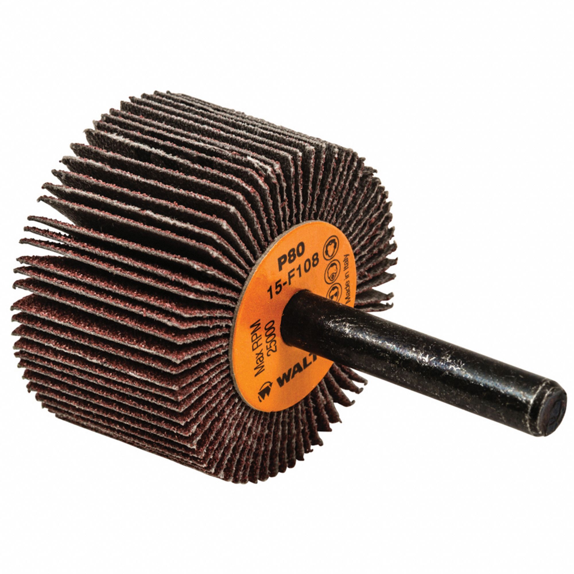 Flap Wheel,1/4" Shaft,1.5"x1" 80gr - Grainger