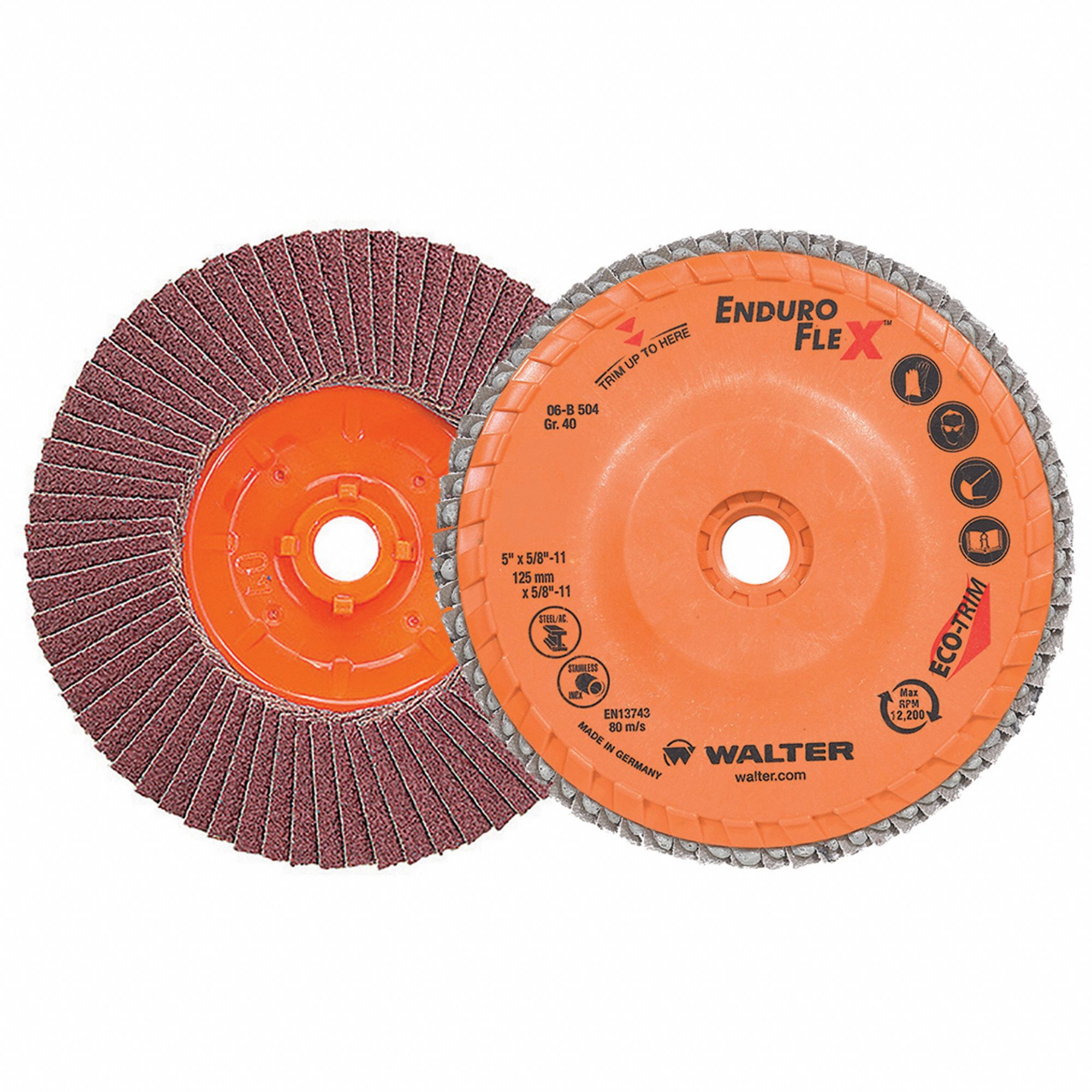WALTER SURFACE TECHNOLOGIES, Type 27, 5" x 5/8"-11, Flap Disc - 249M13 ...
