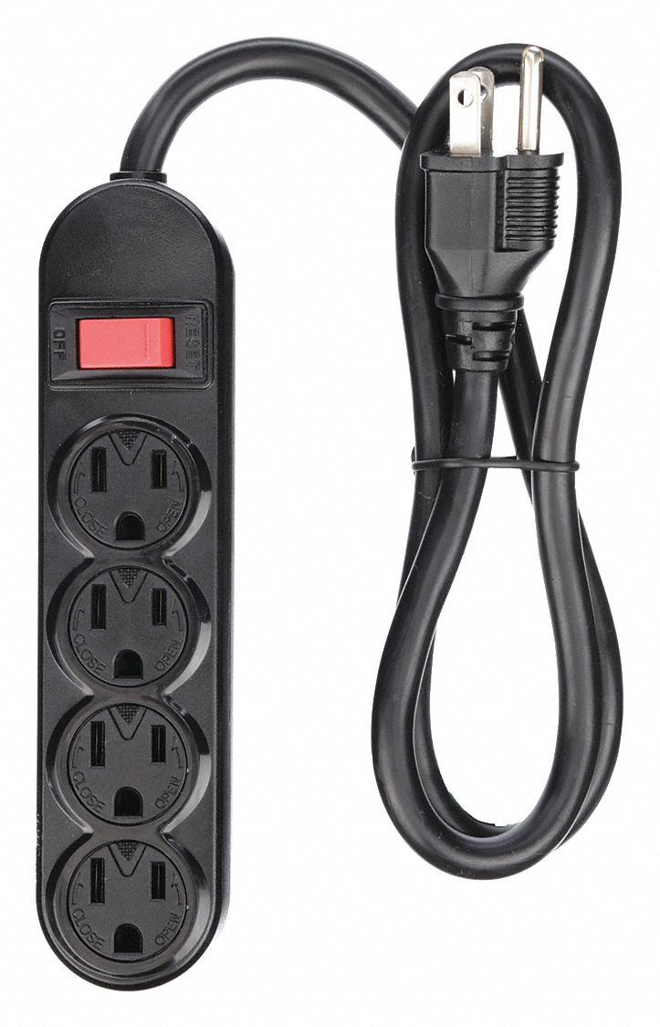 POWER FIRST Barra Multicontactos con 4 contactos Plástico Negro ...