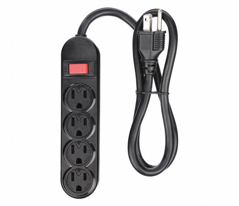 POWER FIRST Barra Multicontactos con 4 contactos Plástico Negro ...