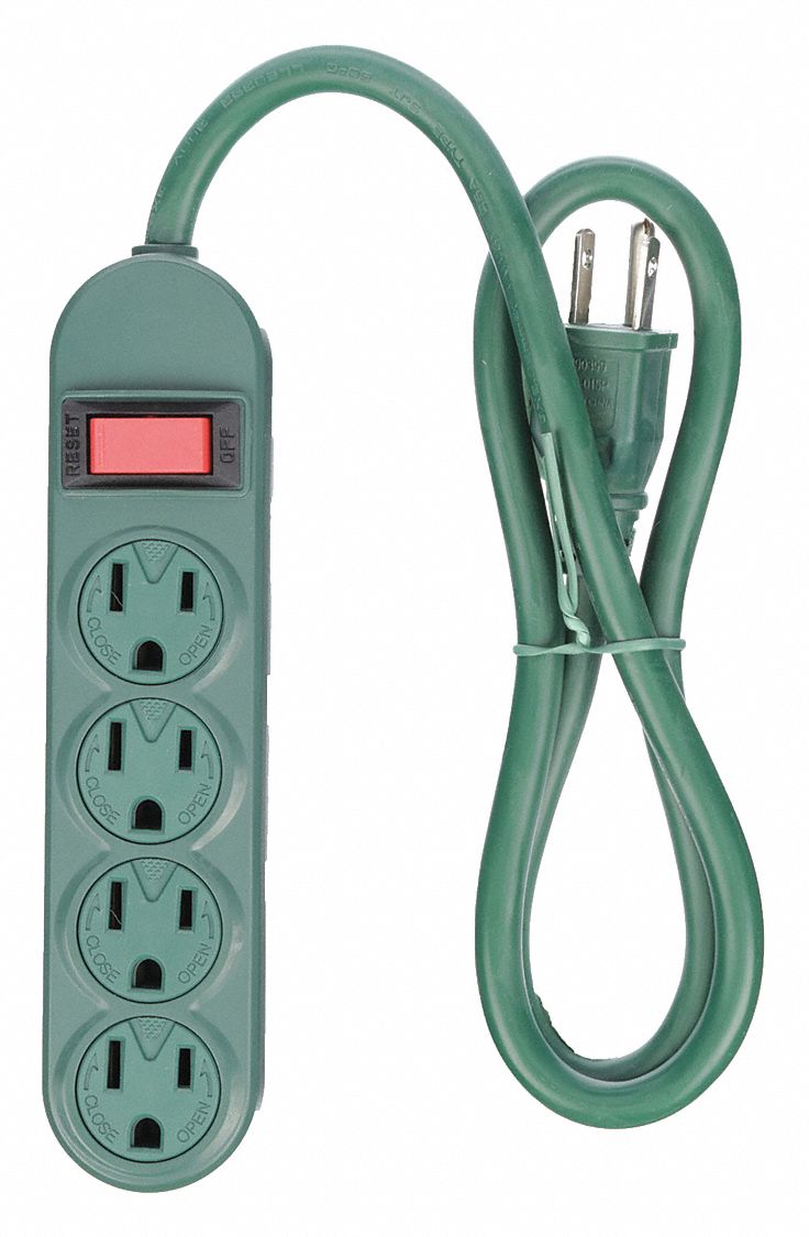 POWER FIRST Barra Multicontactos con 4 contactos Plástico Verde ...