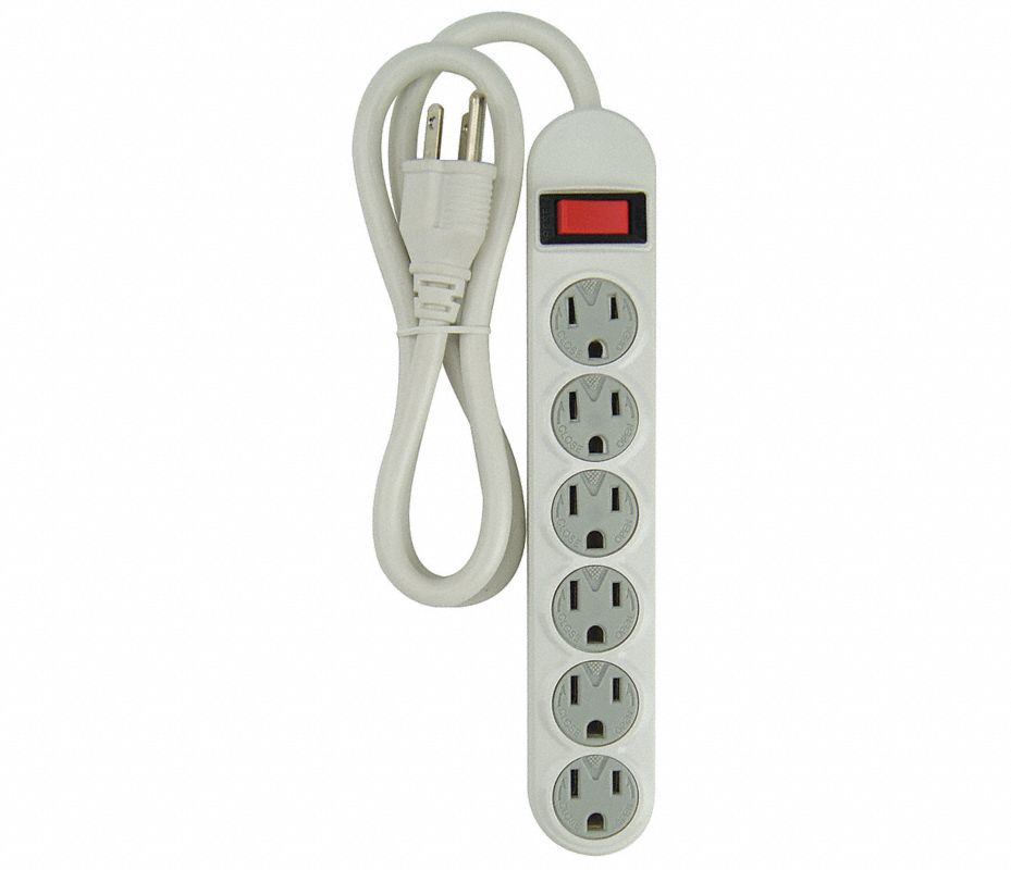 POWER FIRST Barra Multicontactos con 6 contactos Plástico Blanco ...