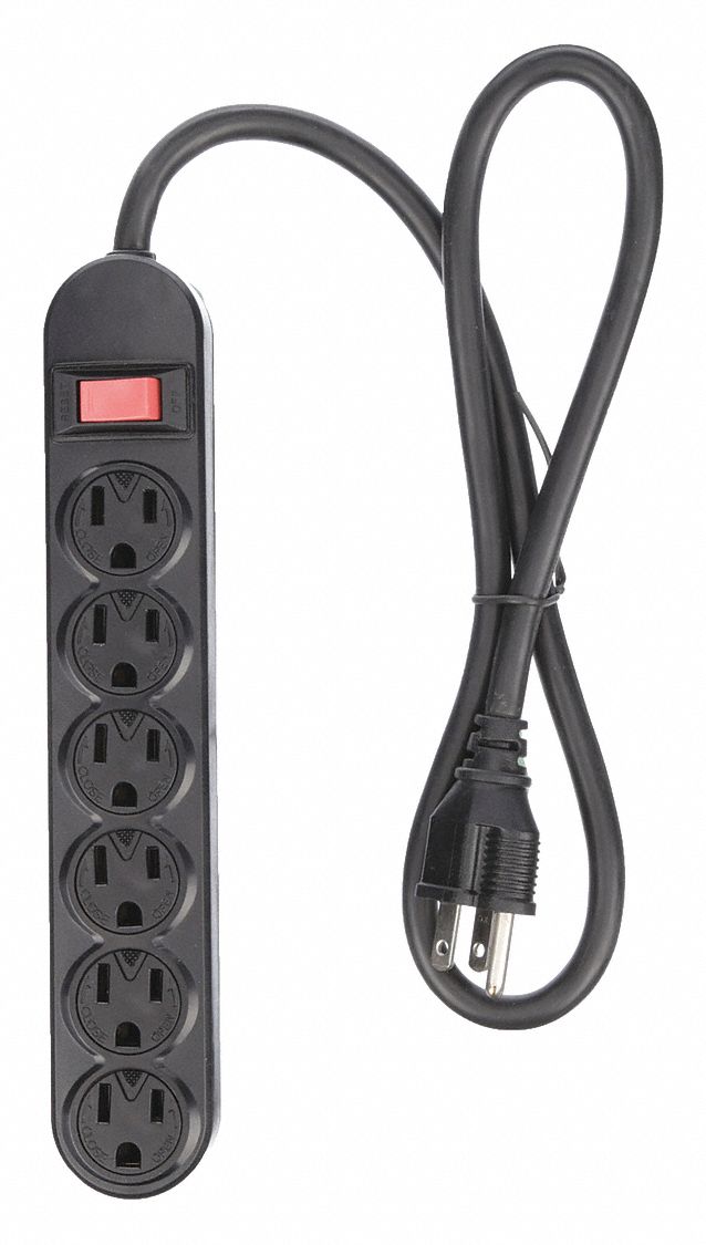 Outlet Strip, Home and Office, Plastic, 6 Total Number of Outlets, 15.0 ...