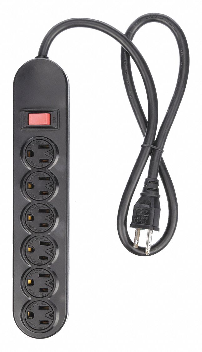 Outlet Strip, Home and Office, Plastic, 6 Total Number of Outlets, 15.0 ...