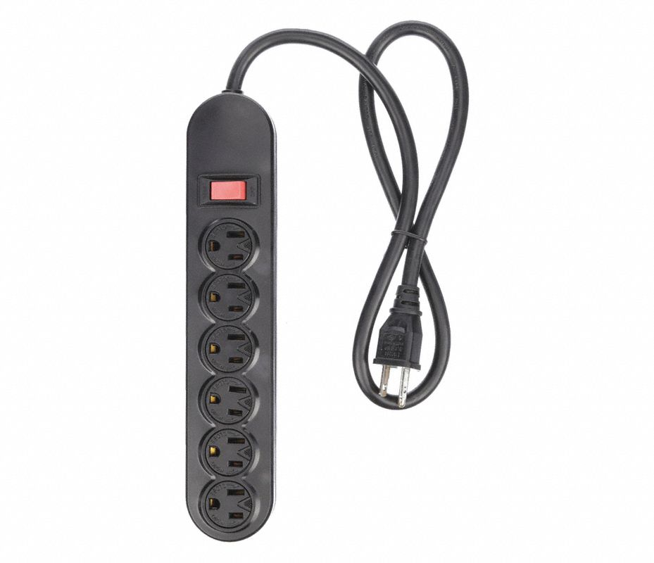 POWER FIRST Barra Multicontactos con 6 contactos Plástico Negro ...