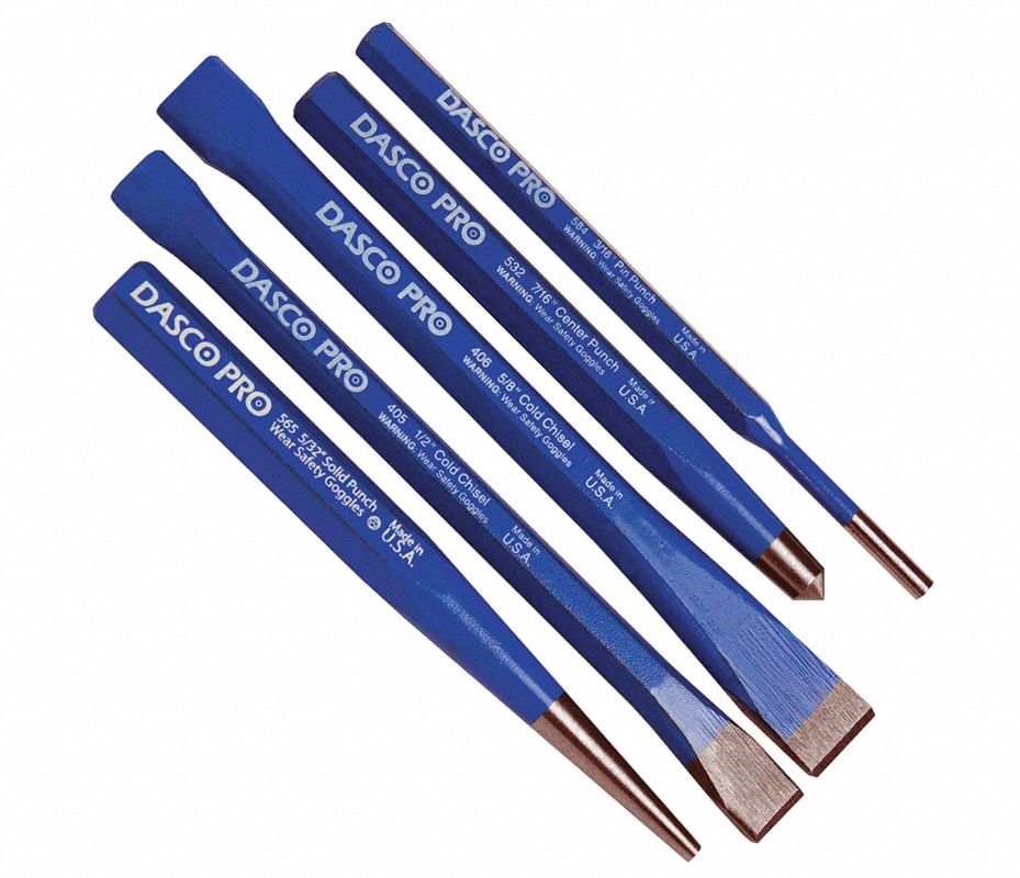 DASCO PRO Juego de Punzón y Cincel Acero al Alto Carbono 5 piezas ...