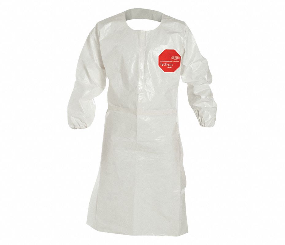 DUPONT Mandil con Mangas Resistente a Químicos, Blanco, Longitud 44 ...