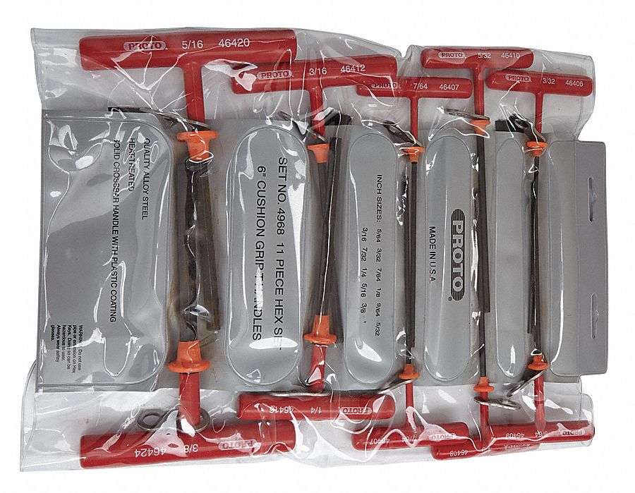PROTO, 11 - 15 Pieces, T, Hex Key Set - 24AK70|J4968-TT - Grainger