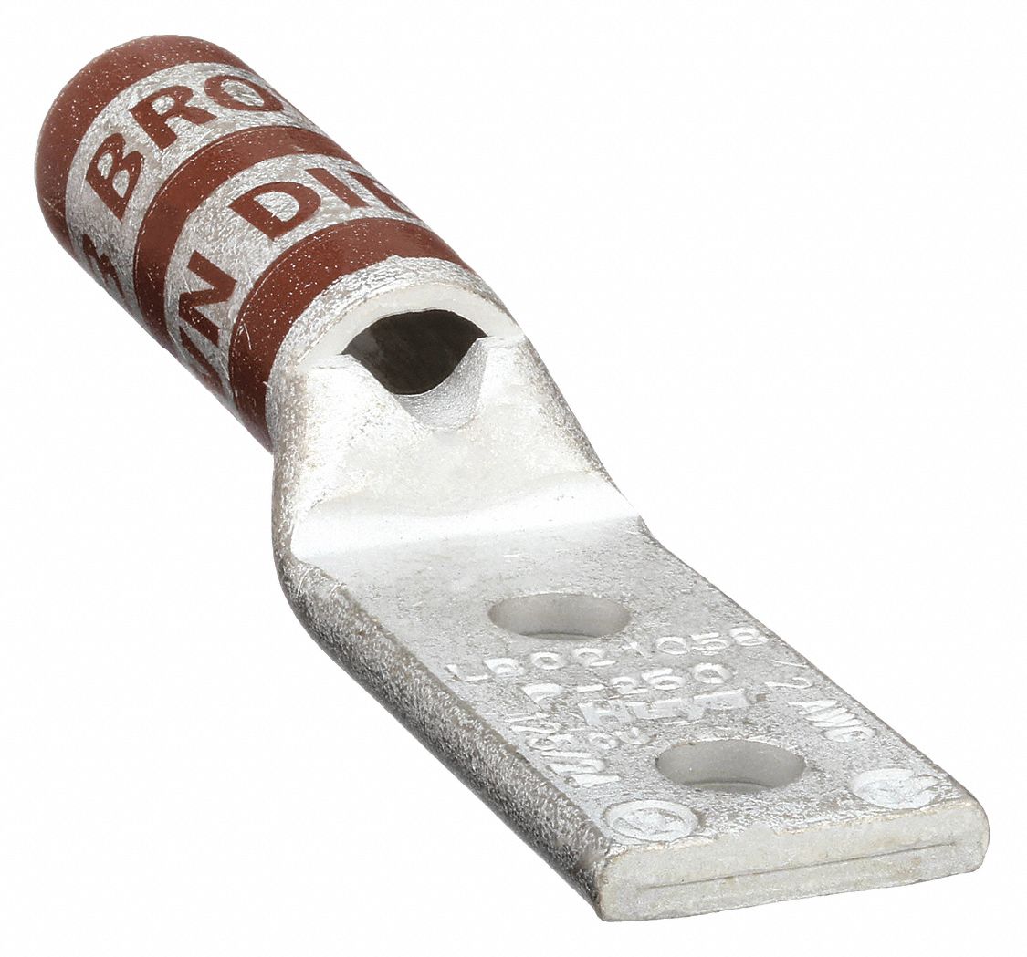 2 AWG Max Wire Size, #10 Stud Size, Two-Hole Lug Compression Connector ...