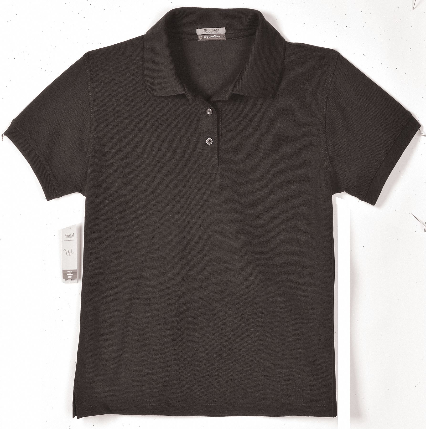 SOLAR SHIELD, Women's, L, Polo Shirt - 24D222|3302 L BLACK - Grainger
