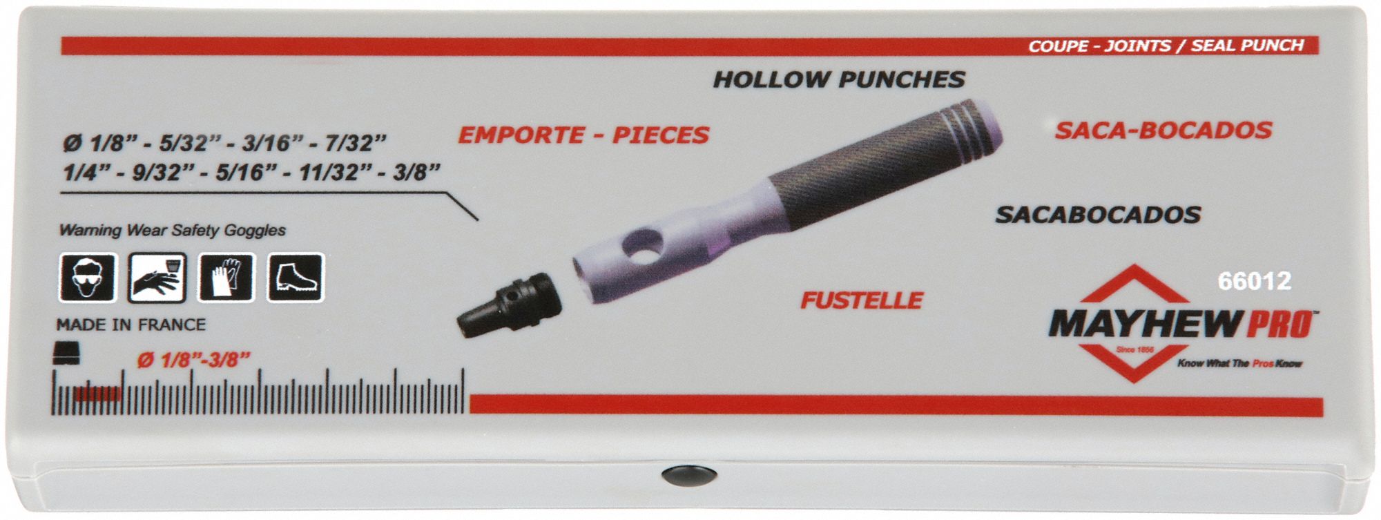 MAYHEW PRO Hollow Punch Set: 3/4 in_1 in_4 3/4 in Overall Lg, 10 Pieces ...