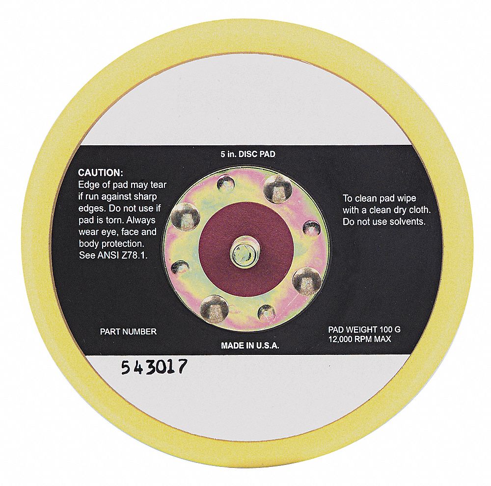 5 in Adhesive/PSA Disc Backup Pad, 5/16 in-24 Threaded Shaft Back Mount ...