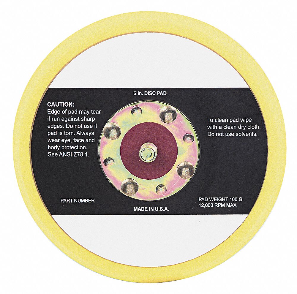 5 in Hook-and-Loop Disc Backup Pad, 5/16 in-24 Threaded Shaft Back ...