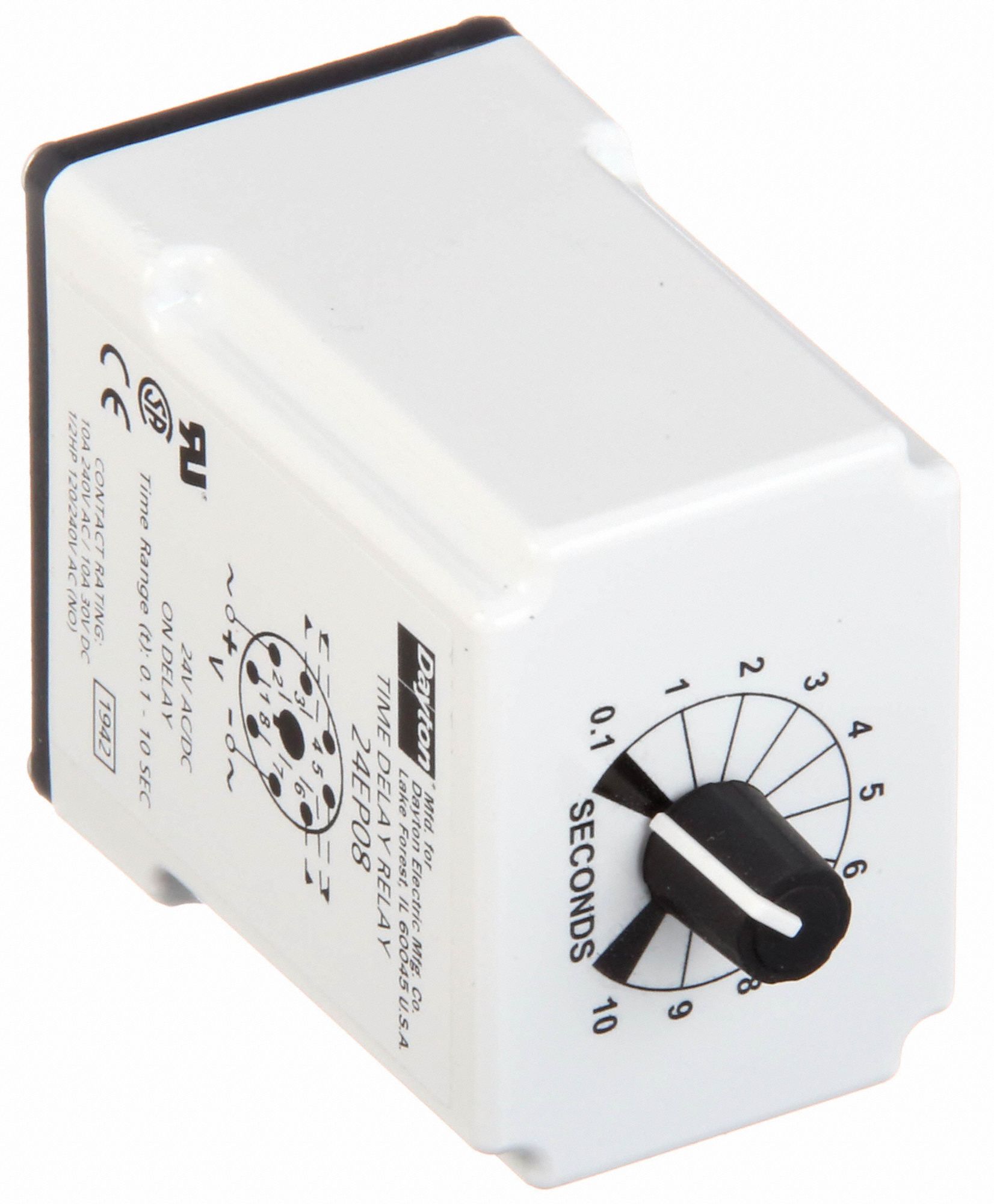 DAYTON Single Function Time Delay Relay: 8 Pins - Relay, Potentiometer ...