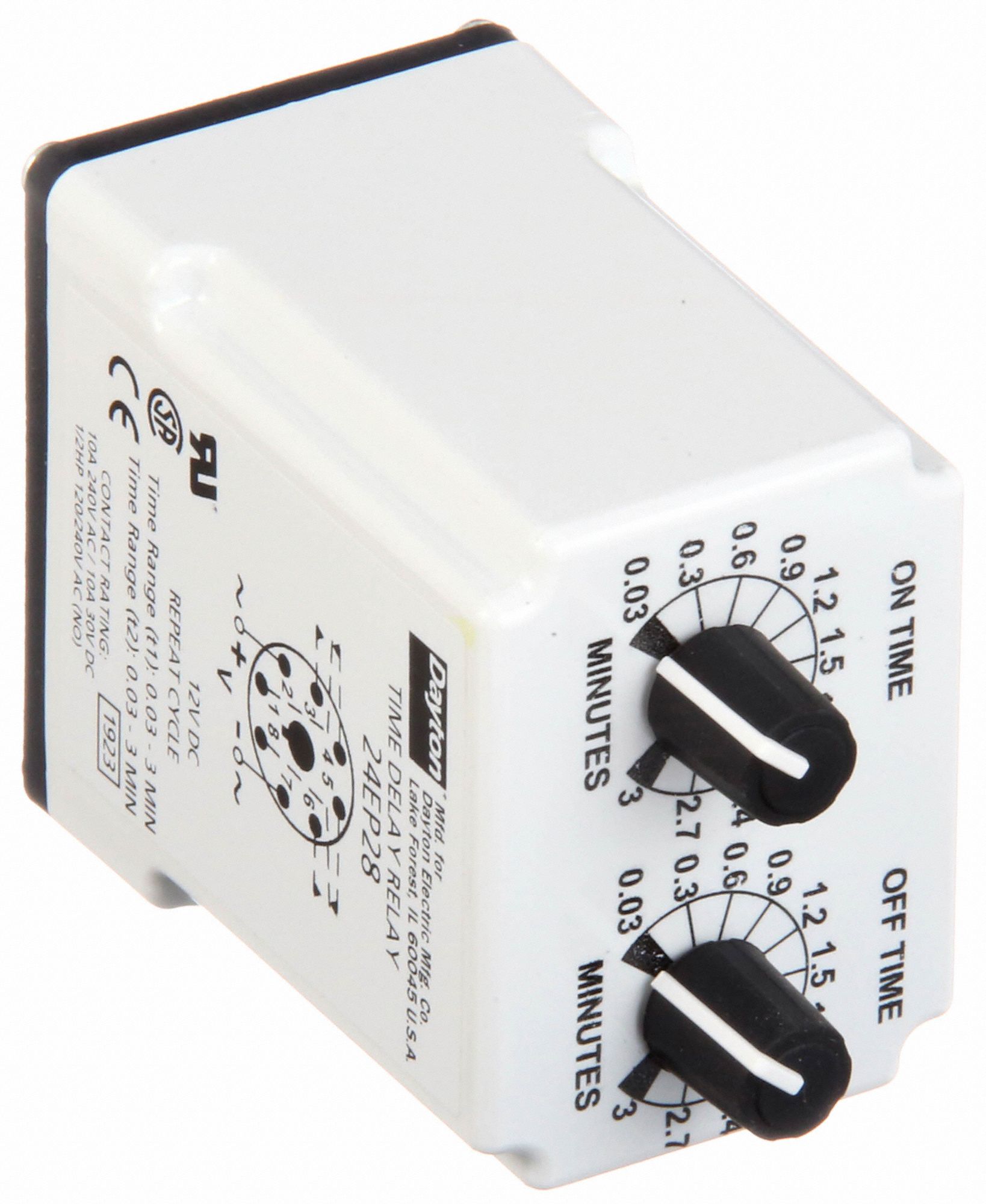 DAYTON Single Function Time Delay Relay: 8 Pins - Relay, Potentiometer ...