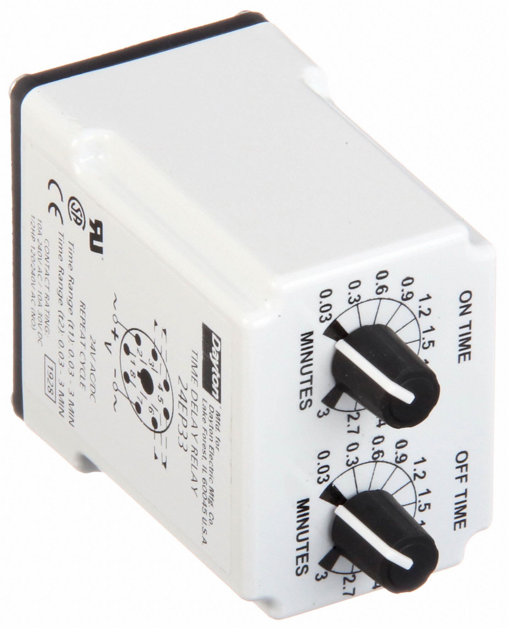 DAYTON Single Function Time Delay Relay: 8 Pins - Relay, Potentiometer ...