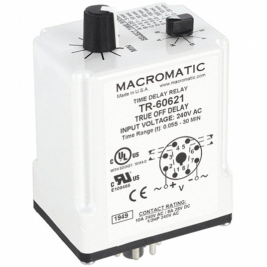 MACROMATIC, Socket Mounted, 240V AC, Single Function Time Delay Relay ... MACROMATIC, Socket Mounted, 240V AC, Single Function Time Delay Relay ...