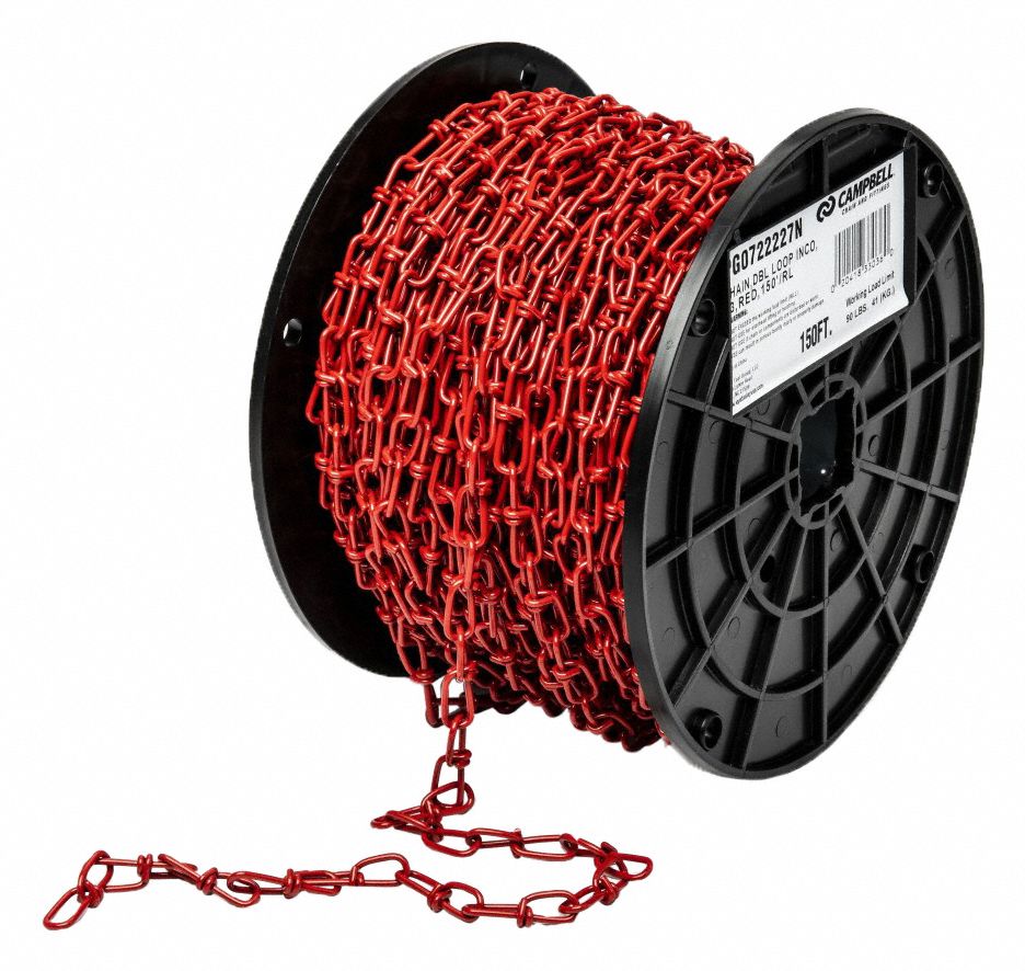 CAMPBELL, No3 Inco Dblloop Chain Red 150Ft - 24F032|PG0722227N - Grainger