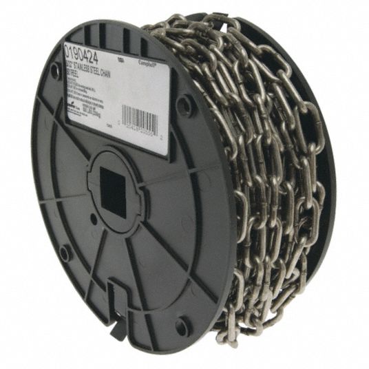 CAMPBELL, 5/32In Stainless Steel Chain 50Ft /Reel - 24F121|T0190424 ...