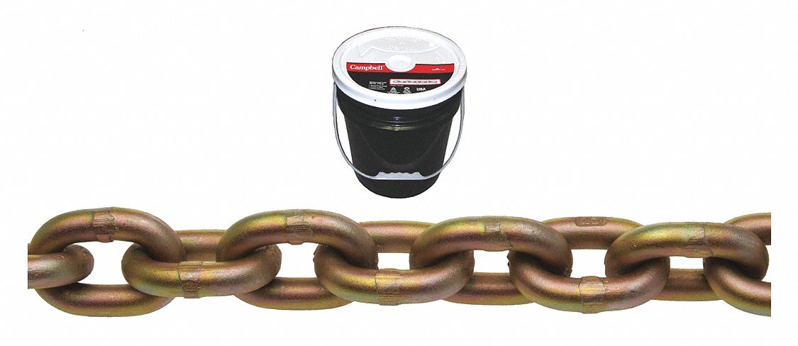 3/8In Gr 70 Chain Yellow Chromate 75Ft - Grainger